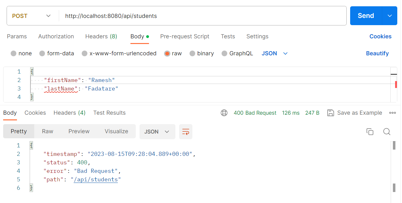 HttpMessageNotReadableException in Spring Boot